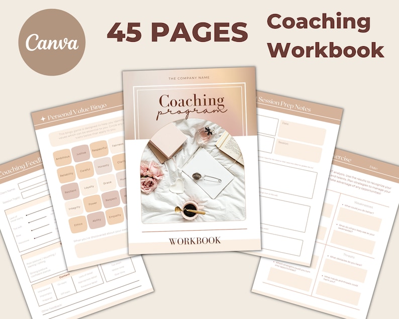 BOHO Life Coaching Workbook, Coaching Program Worksheet, Course Creator ...