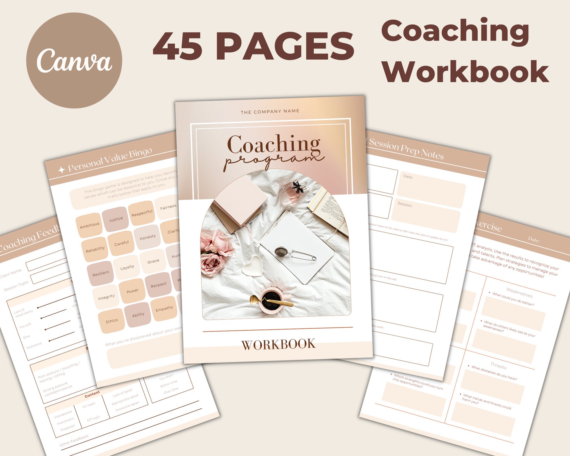 BOHO Life Coaching Workbook, Coaching Program Worksheet, Course Creator ...