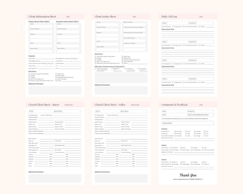 Realtor Client Intake Sheet: Real Estate Client Form (digital Download ...