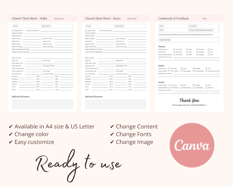Realtor Client Intake Sheet: Real Estate Client Form (digital Download ...