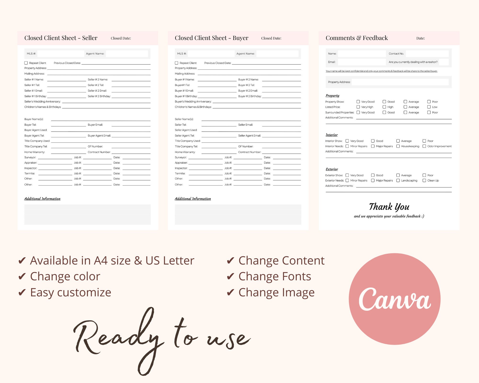 Realtor Client Intake Sheet: Real Estate Client Form (digital Download ...