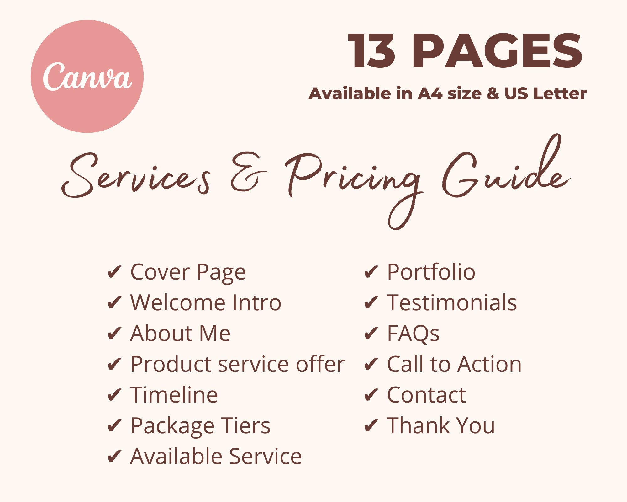 Services and Pricing Guide Template Client Welcome Packet - Etsy