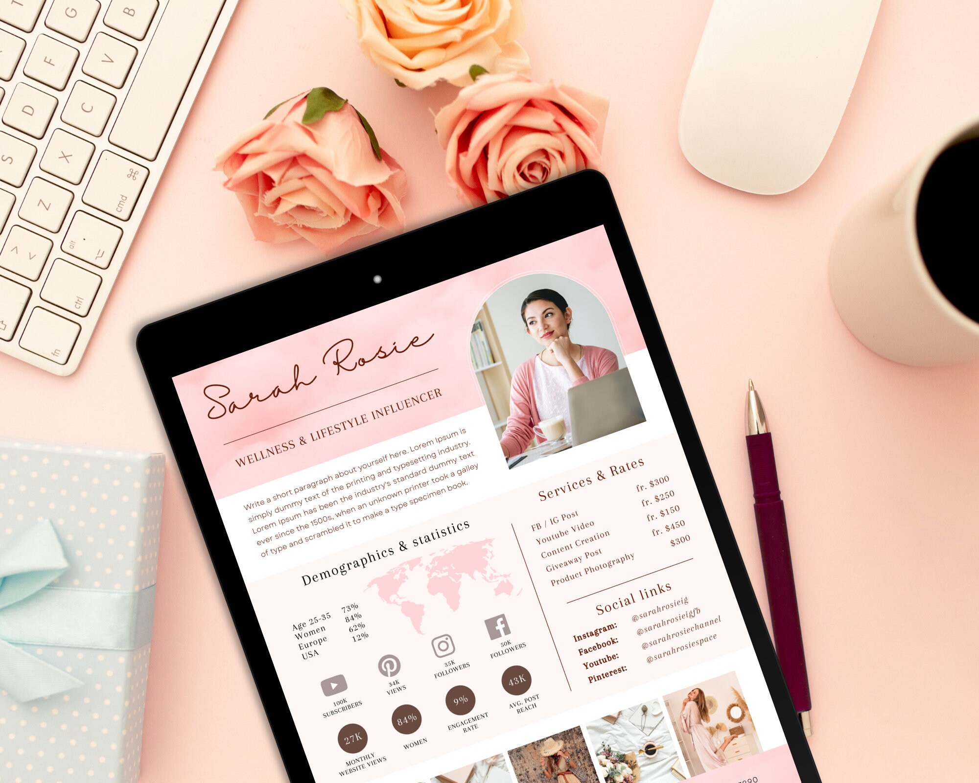 Influencer Media Kit Template: Canva Editable Rate Sheet (digital ...