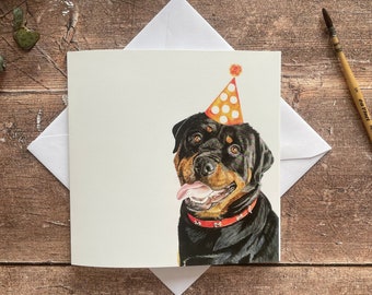 Rottweiler Dog "happy Birthday" Card (6"x 4") With Envelope. Blank ...