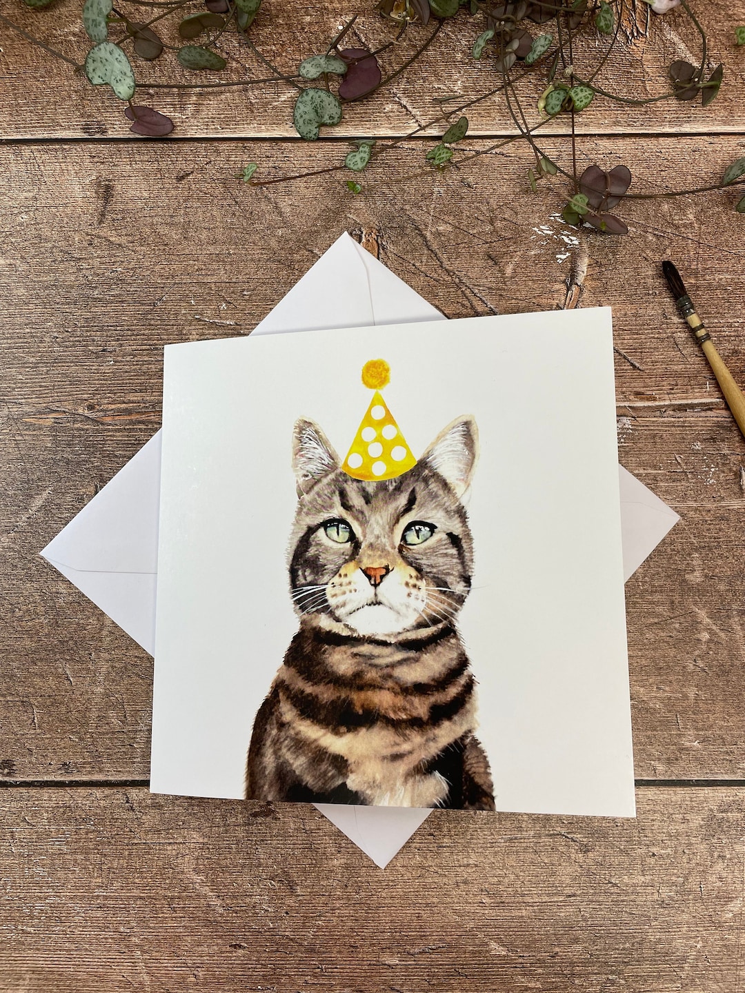 Cat Birthday Card | Tabby Cat Card - Etsy