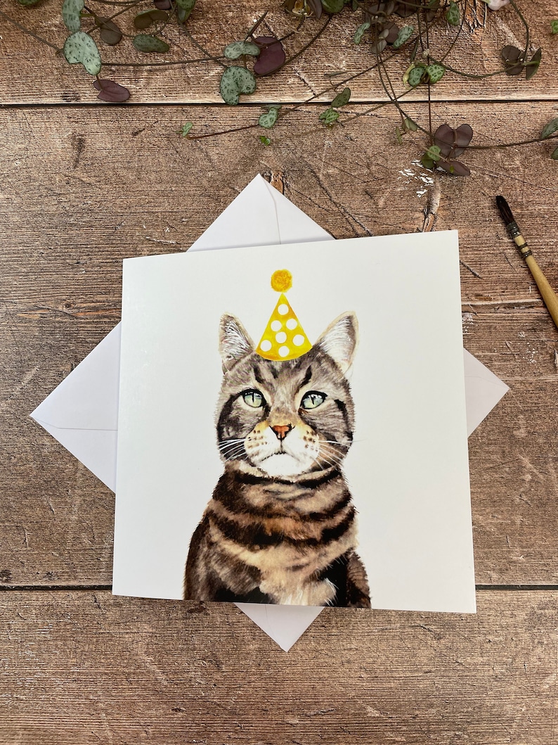 Cat Birthday Card | Tabby Cat Card - Etsy