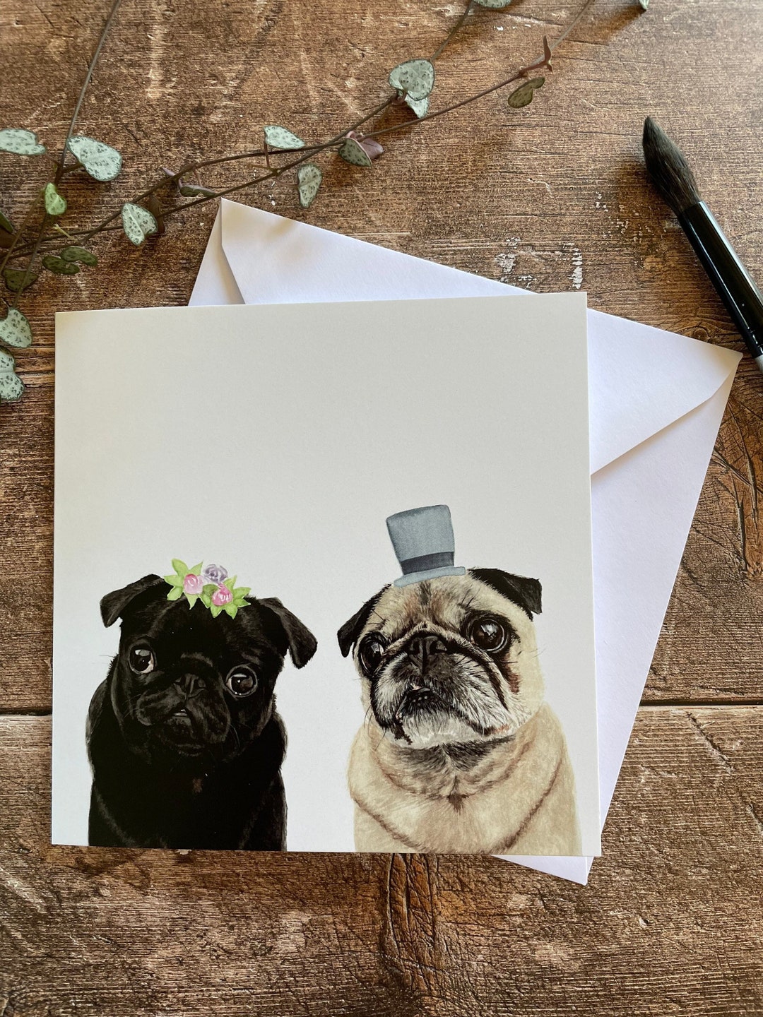 Pug Wedding Card | Pug Anniversary Card | Pug Engagement Card - Etsy