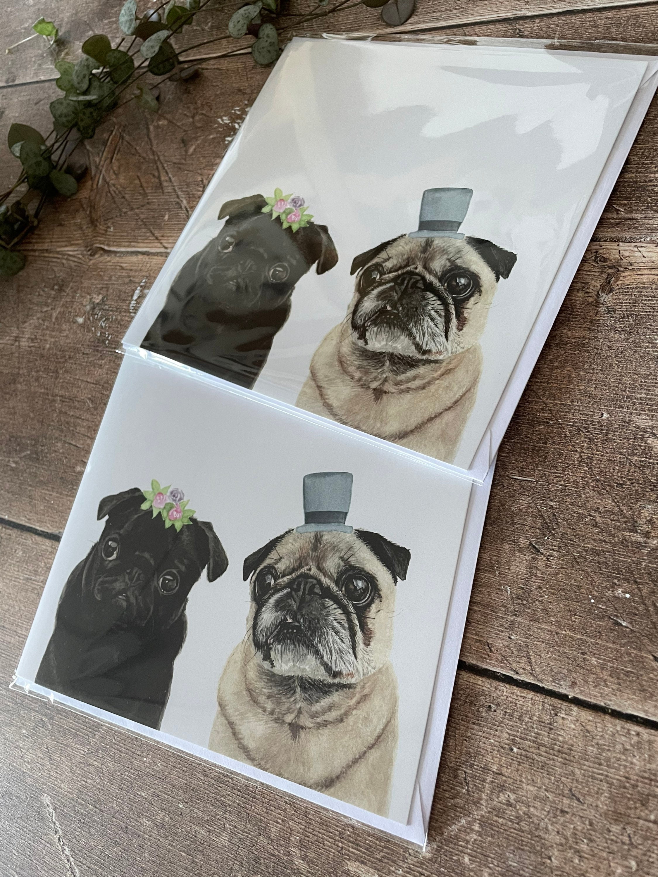 Pug Wedding Card | Pug Anniversary Card | Pug Engagement Card - Etsy