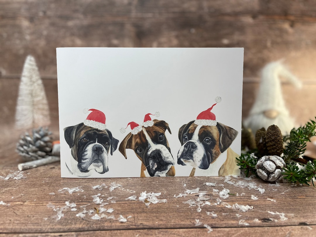 Boxer Christmas Card - Etsy
