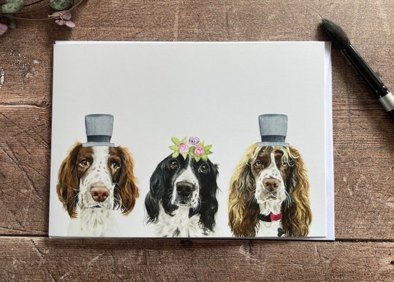 Springer Spaniel Wedding Card Springer Spaniel Engagement - Etsy