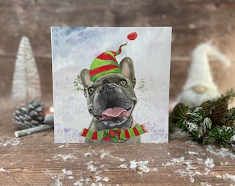 French Bulldog Christmas Card Xmas Frenchie Holiday Greeting - Etsy