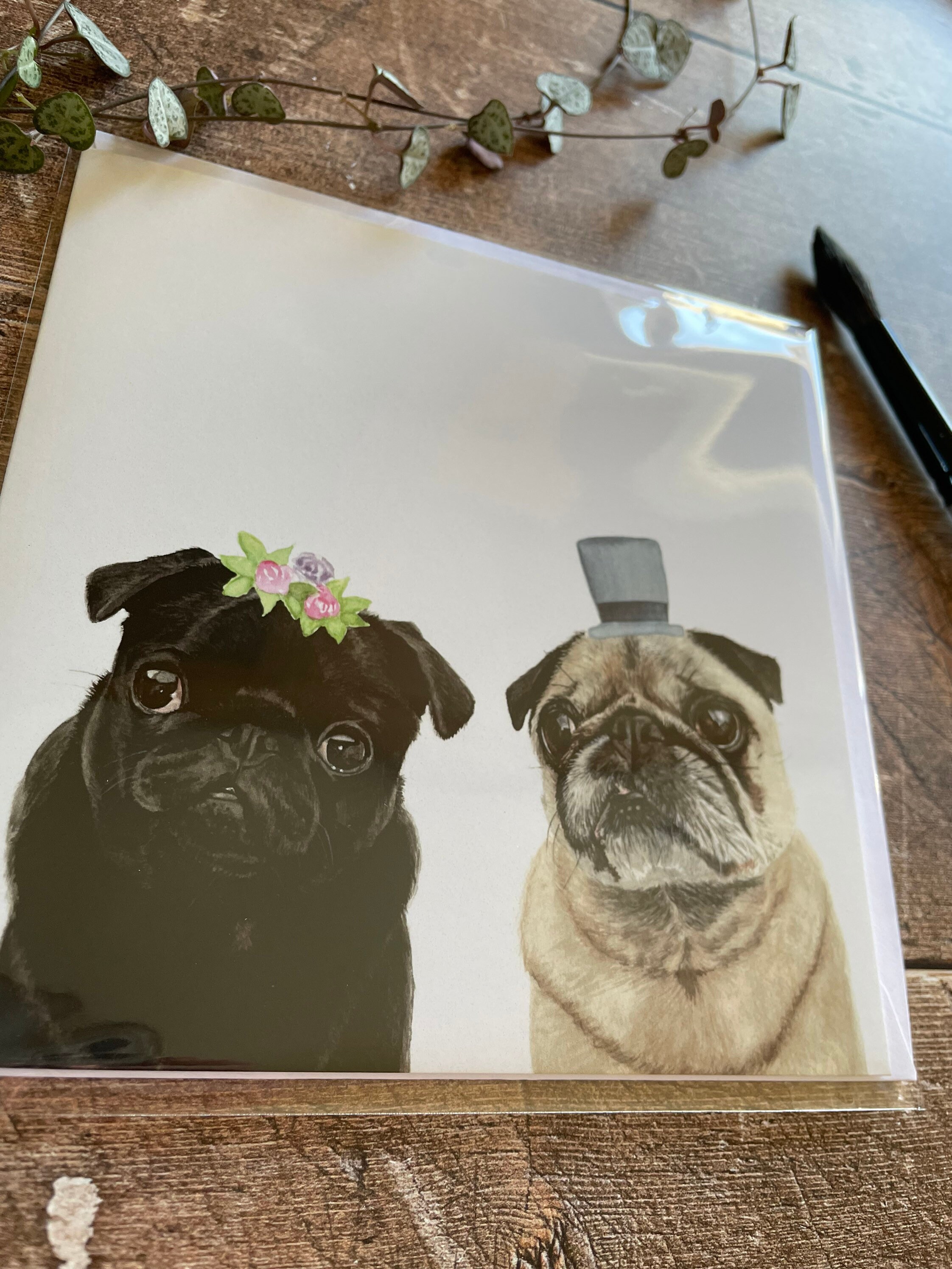 Pug Wedding Card Pug Anniversary Card Pug Engagement Card - Etsy