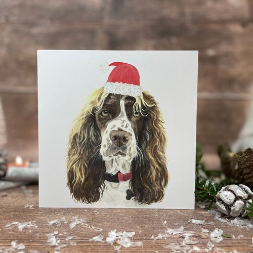 Springer Spaniel Pompom Christmas Card - Etsy