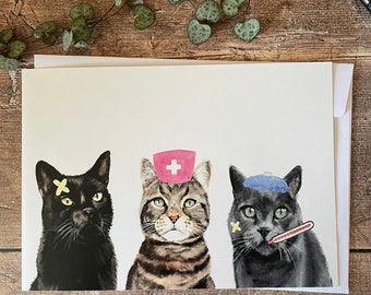 Get Well Soon Cat Printable Card Instant Digital Download, Get Well Cat ...