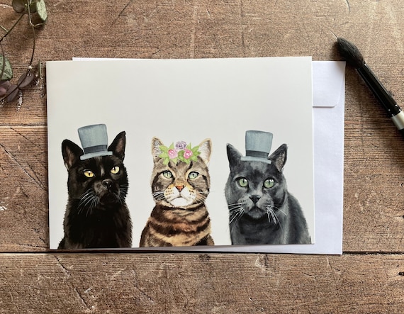 Cat Wedding Card Cat Anniversary Card Cat Engagement Card - Etsy UK