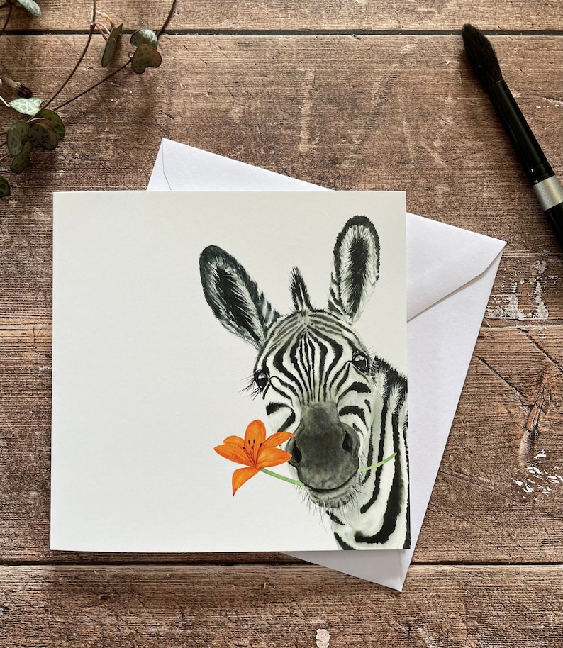 Zebra Card | Zebra Good Luck Card | Zebra Thank You Card | Any Occasion ...