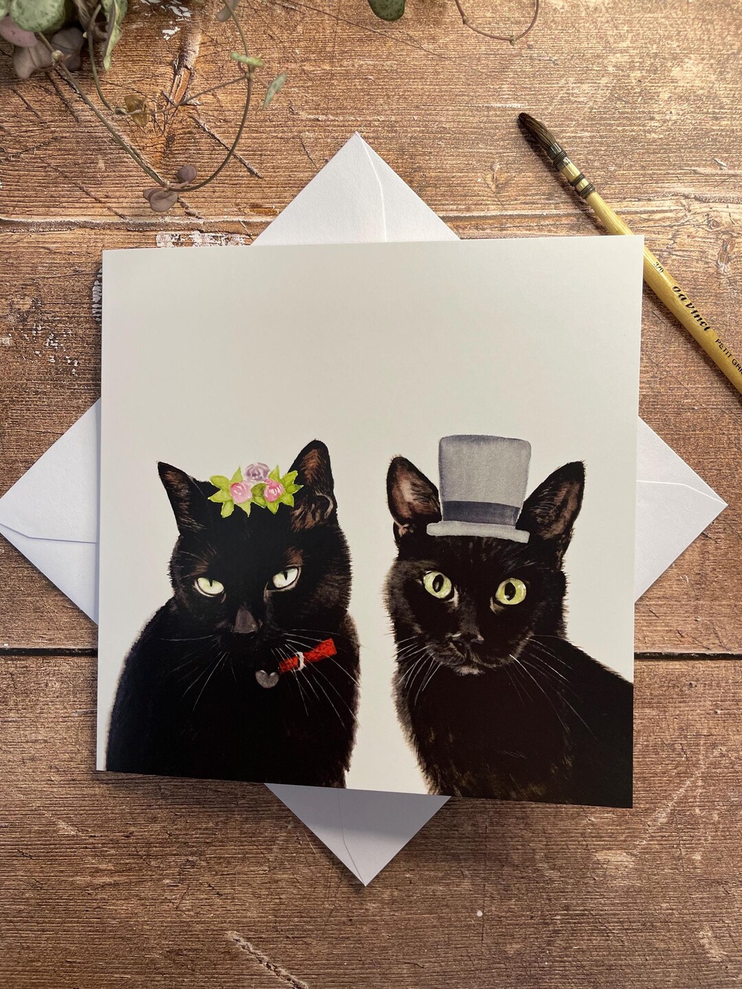 Black Cat Wedding Card | Cat Anniversary Card | Cat Engagement Card - Etsy