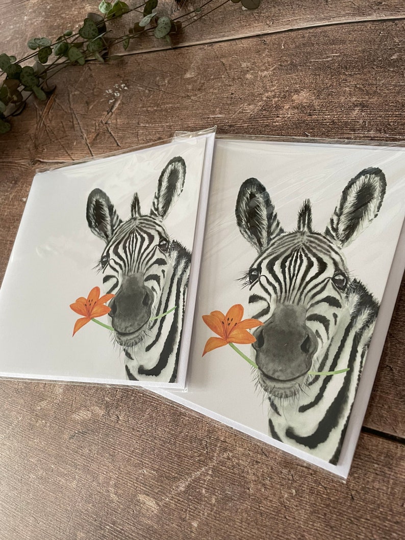 Zebra Card | Zebra Good Luck Card | Zebra Thank You Card | Any Occasion ...