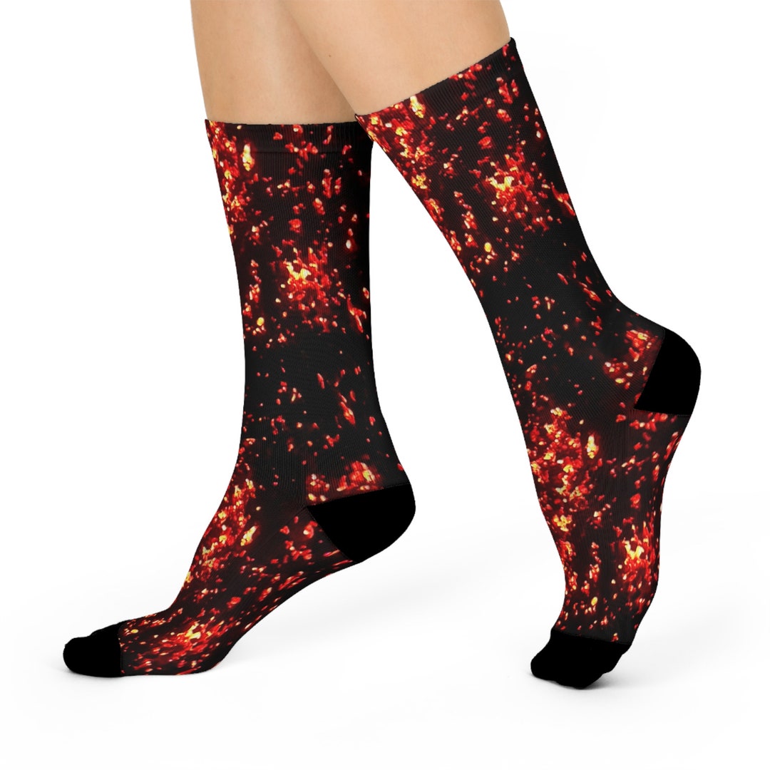 Burning Embers Crew Socks, Unisex Fire Goth Witchy Aesthetic Funky ...