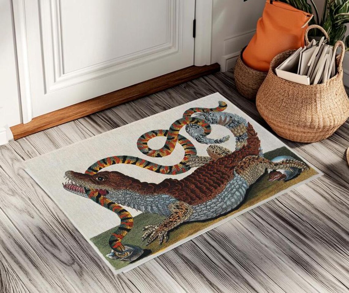 Alligator and Snake Door Mat, Cayman and Viper Welcome, Snake Indoor ...