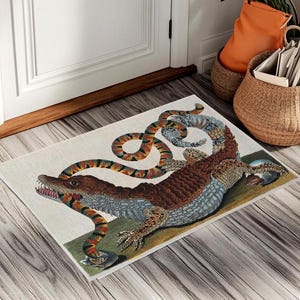 Alligator and Snake Door Mat, Cayman and Viper Welcome, Snake Indoor ...