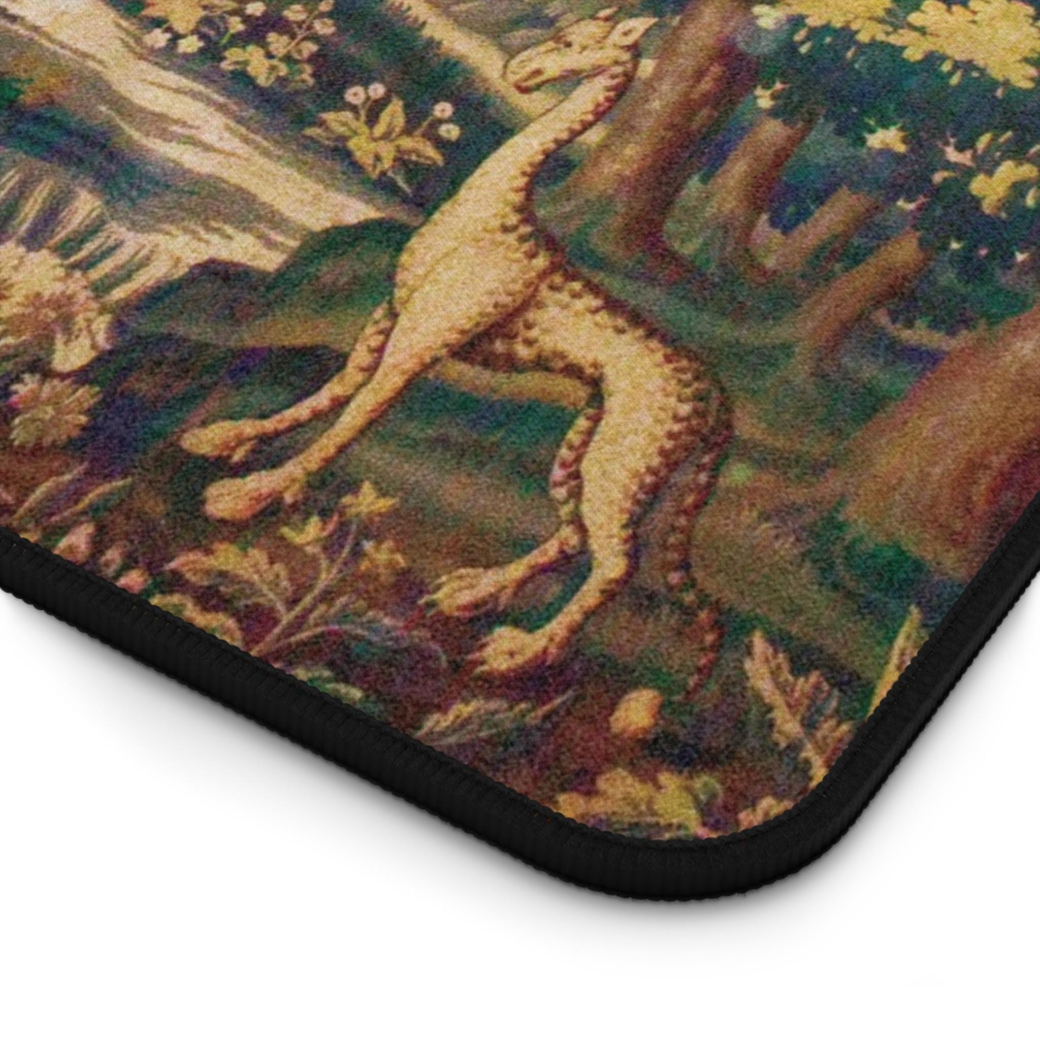 Medieval Gryphon Tapestry Desk Mat, Vintage Castle Garden Forest French ...