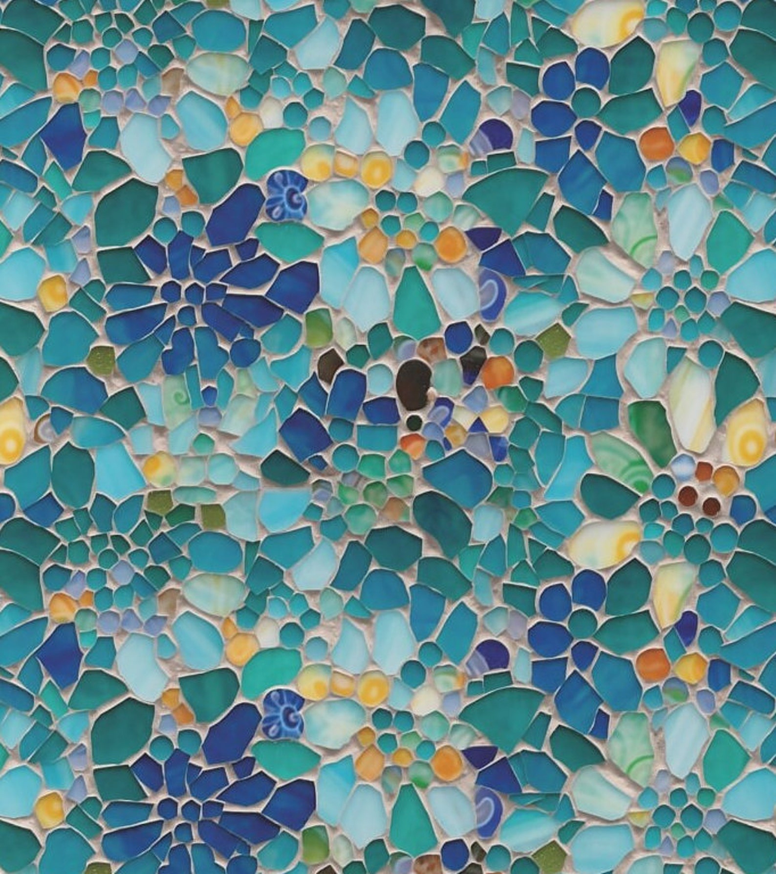 Sea Glass Mosaic Blackout Window Curtain Panel Barcelona Gaudi Inspired ...