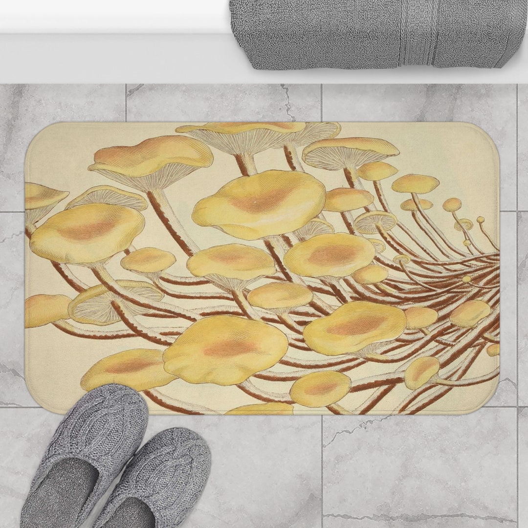 Mushroom Bath Mat, Boho Botanical Cottagecore Bathroom Decor, Vintage ...