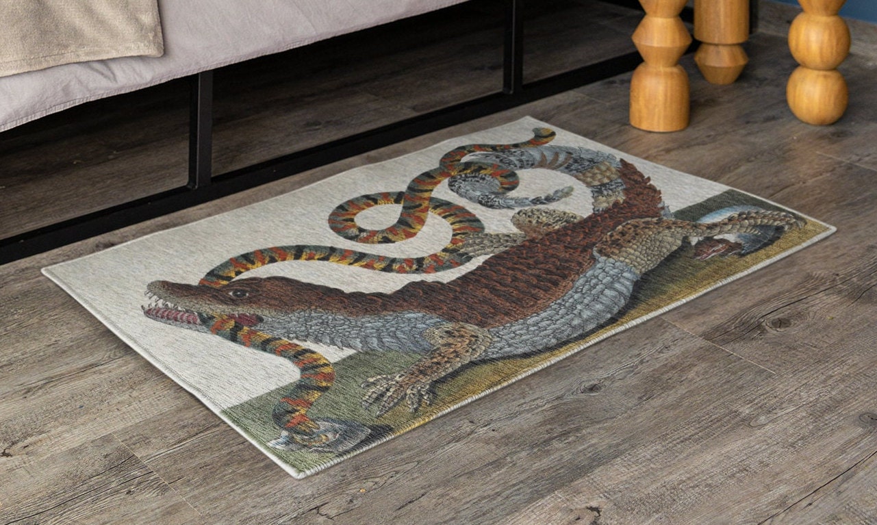 Alligator and Snake Door Mat, Cayman and Viper Welcome, Snake Indoor ...