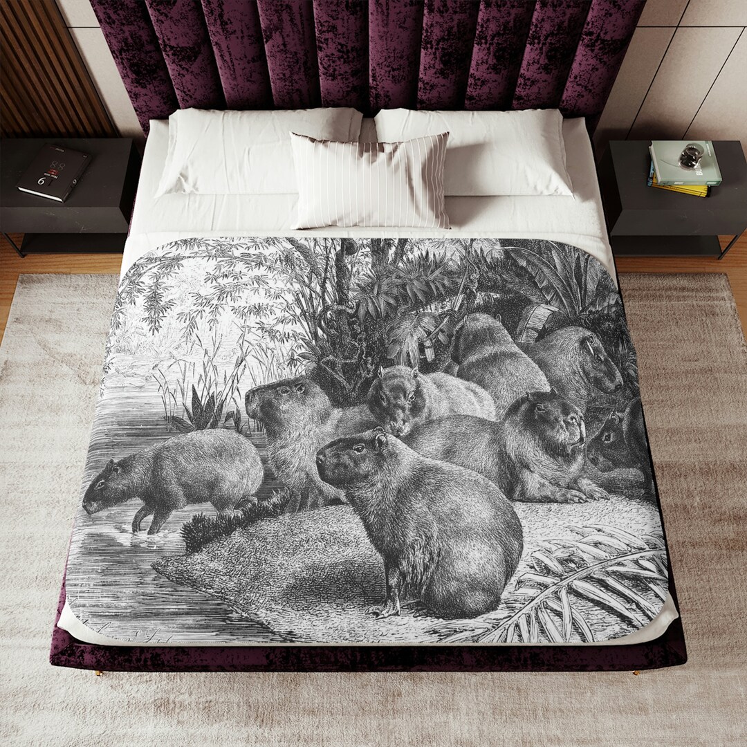 Capybara Sherpa Blanket, in Three Sizes, Capybara Gift, Capybara Art ...