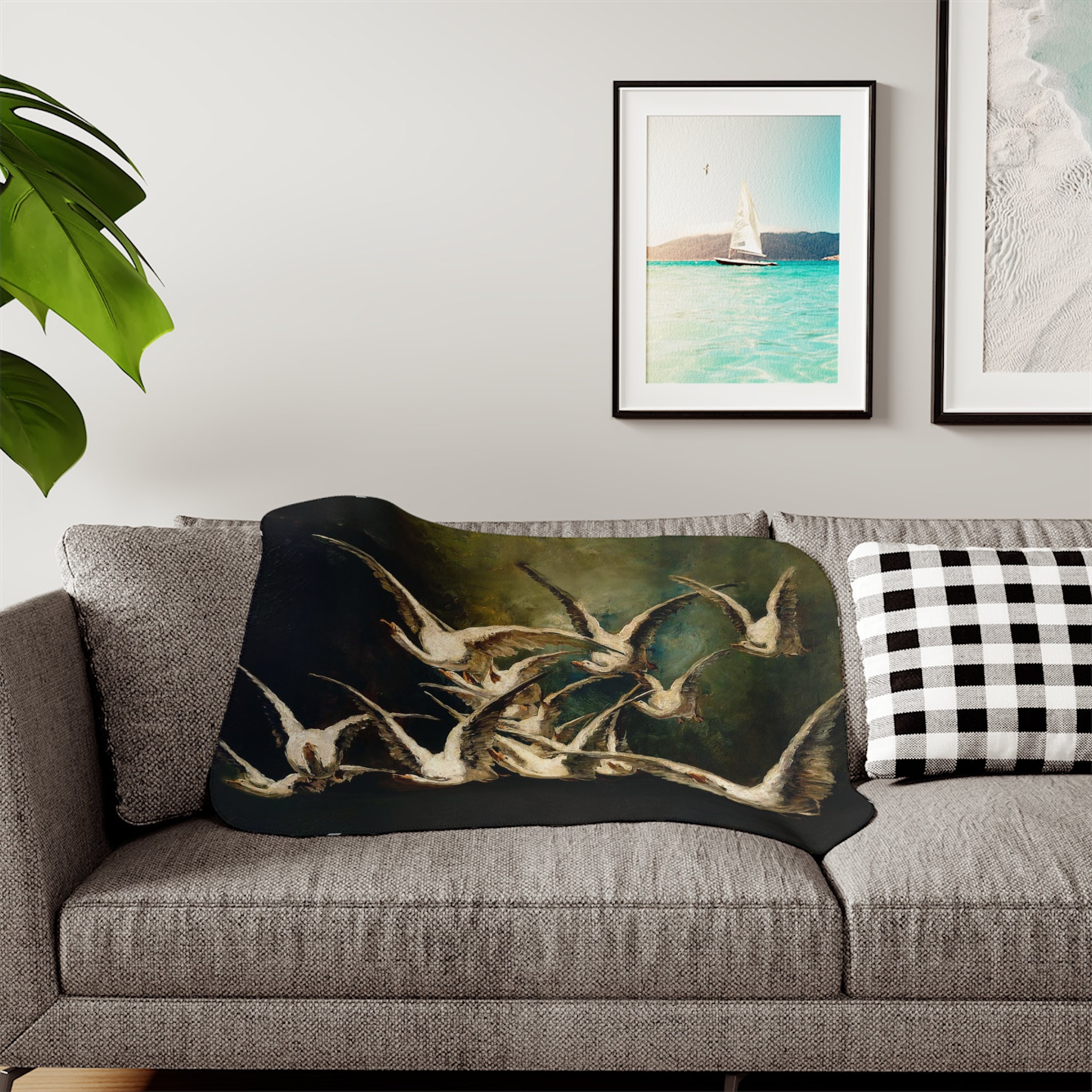 Flying Geese Blanket in 3 Sizes, Flock of Birds Goose Throw, Waterfowl ...