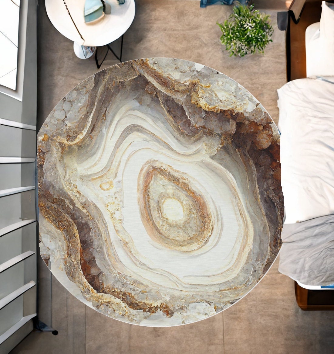 Geode Crystal Round Area Rug Gold Copper Quartz Large Accent - Etsy