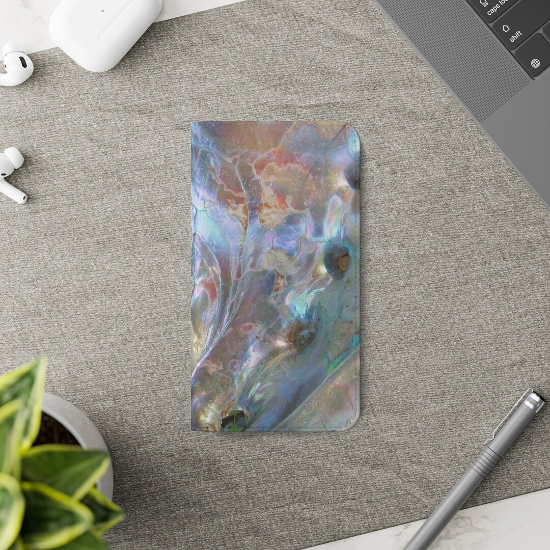 Abalone Flip Phone Case, Cell Wallet, Sea Shell Phone Case Card Holder ...