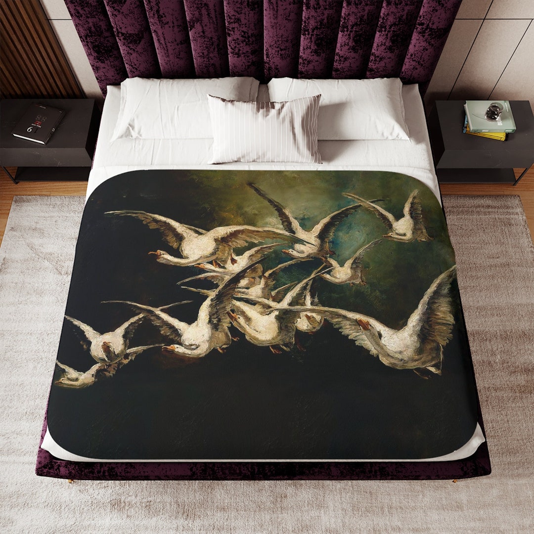 Flying Geese Blanket in 3 Sizes, Flock of Birds Goose Throw, Waterfowl ...