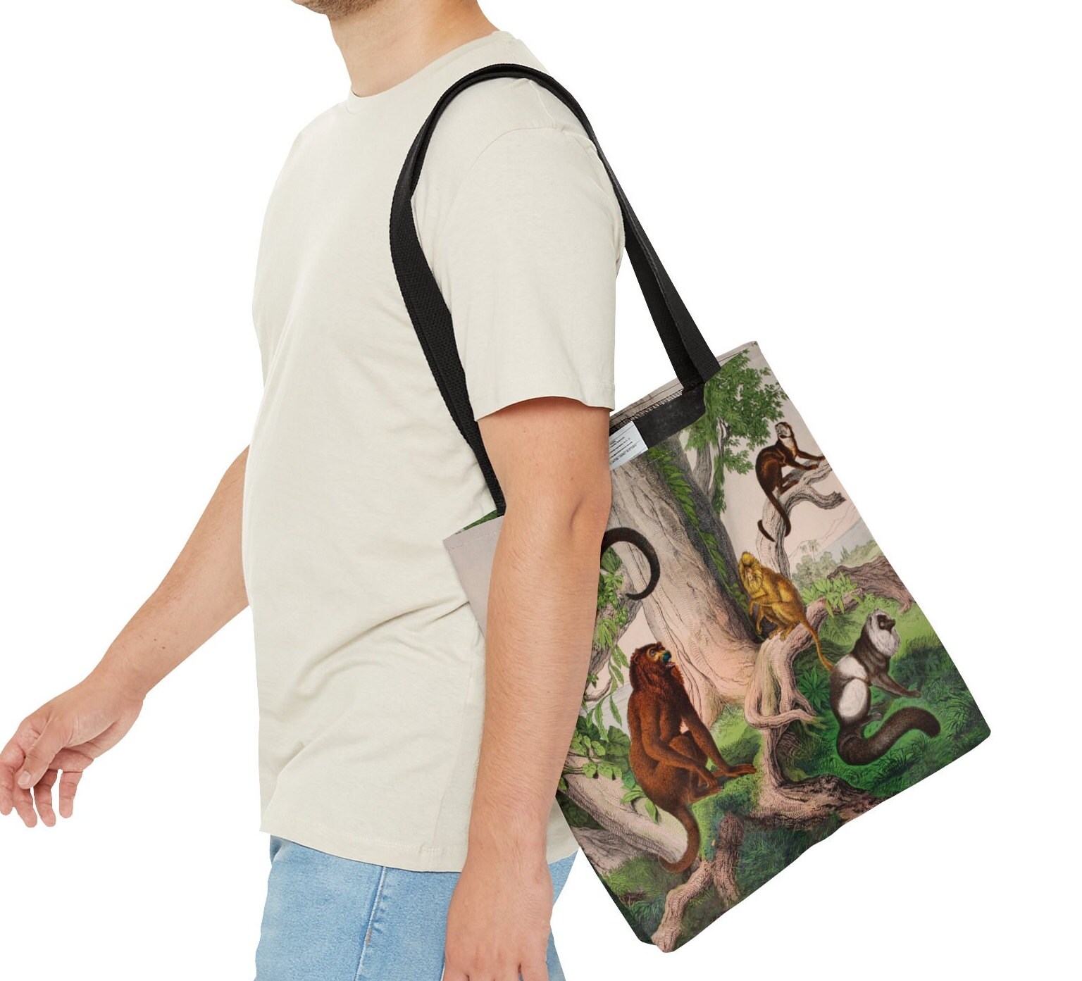 Monkeys Book Bag in 3 Sizes Vintage Wild Monkey Tote Bag - Etsy