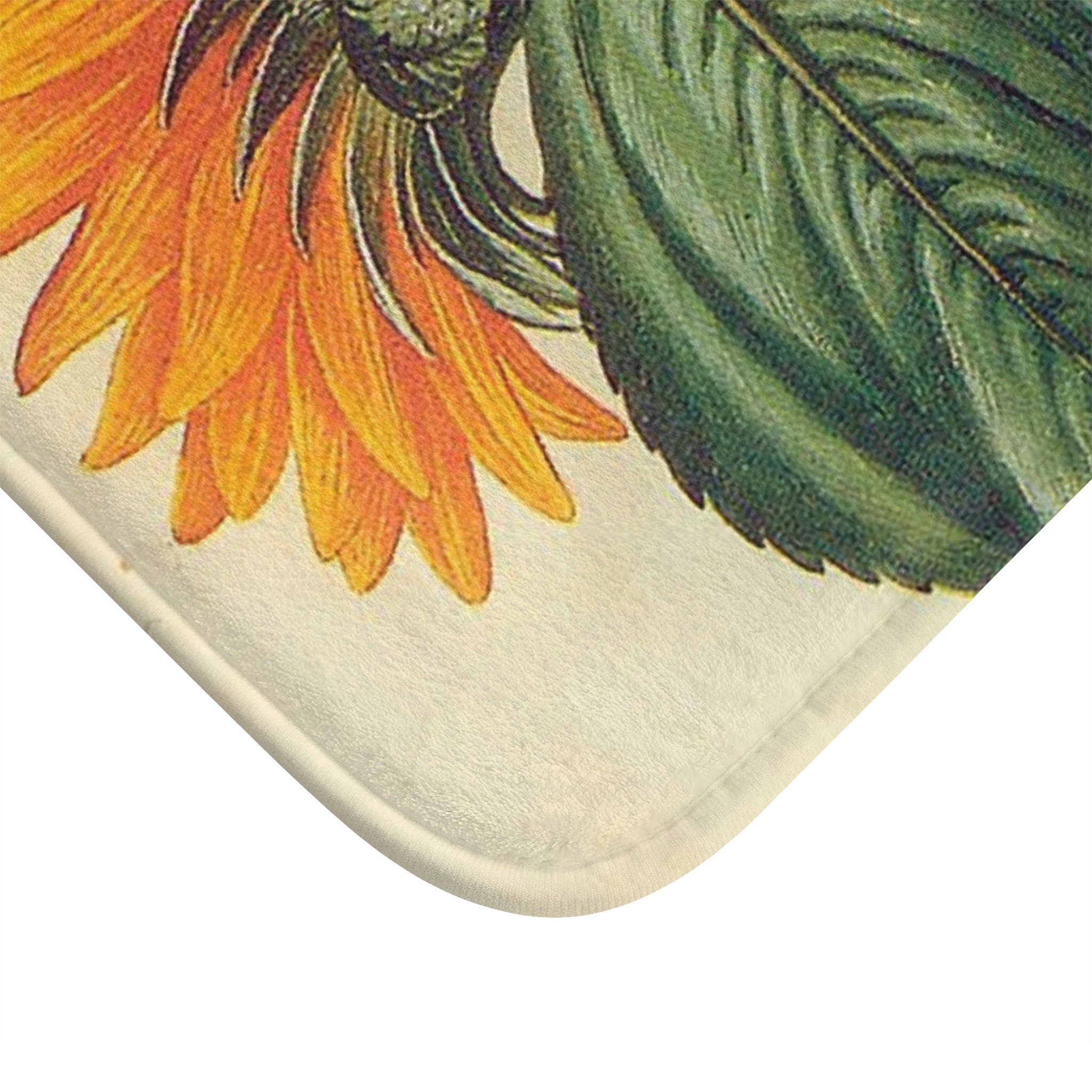 Sunflower Bath Mat, Botanical Floral Bathroom Mat, Vintage Yellow ...
