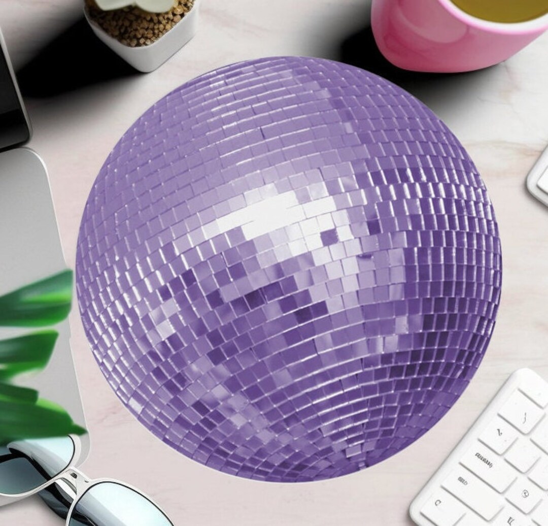 Purple Disco Ball Round Mouse Pad, Funny Novelty Desk, Disco Party ...