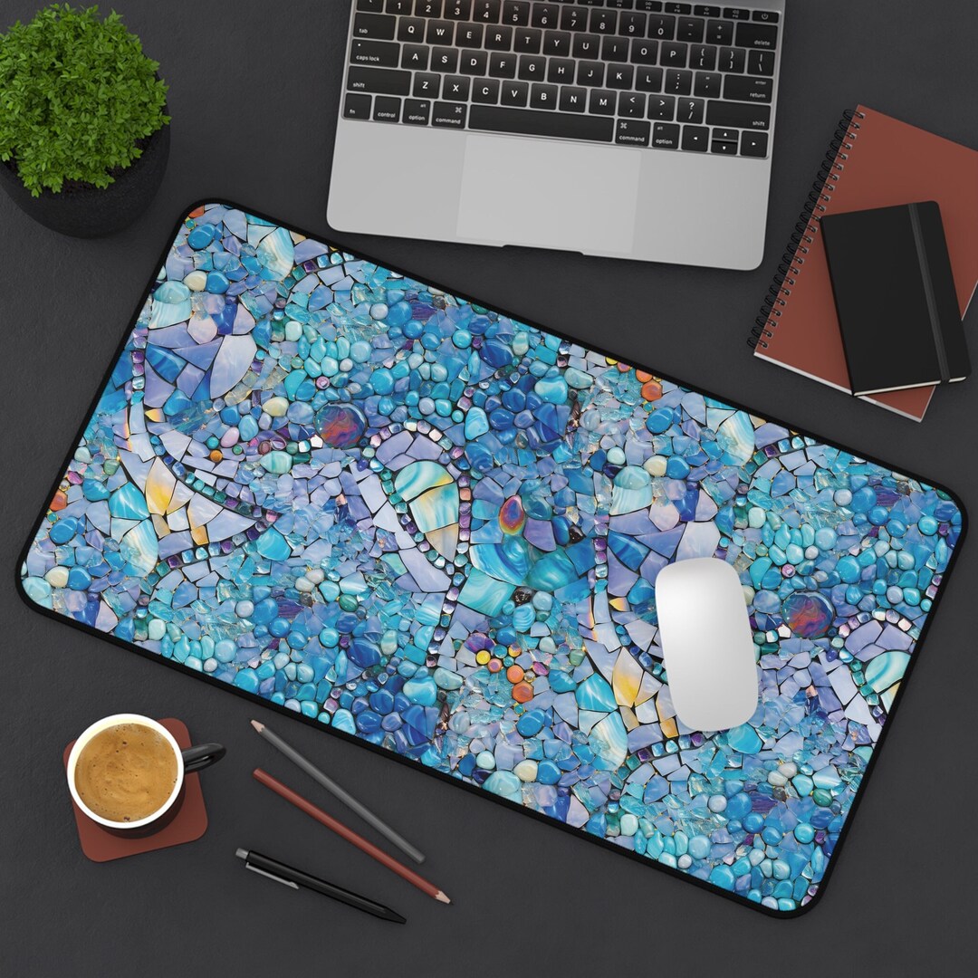 Mosaic Desk Mat Sea Glass Abalone Colorful Glitter Beach - Etsy