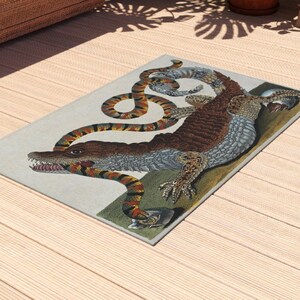 Alligator and Snake Door Mat, Cayman and Viper Welcome, Snake Indoor ...