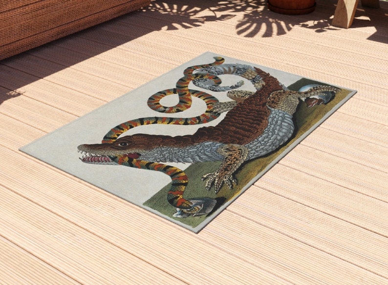 Alligator and Snake Door Mat, Cayman and Viper Welcome, Snake Indoor ...