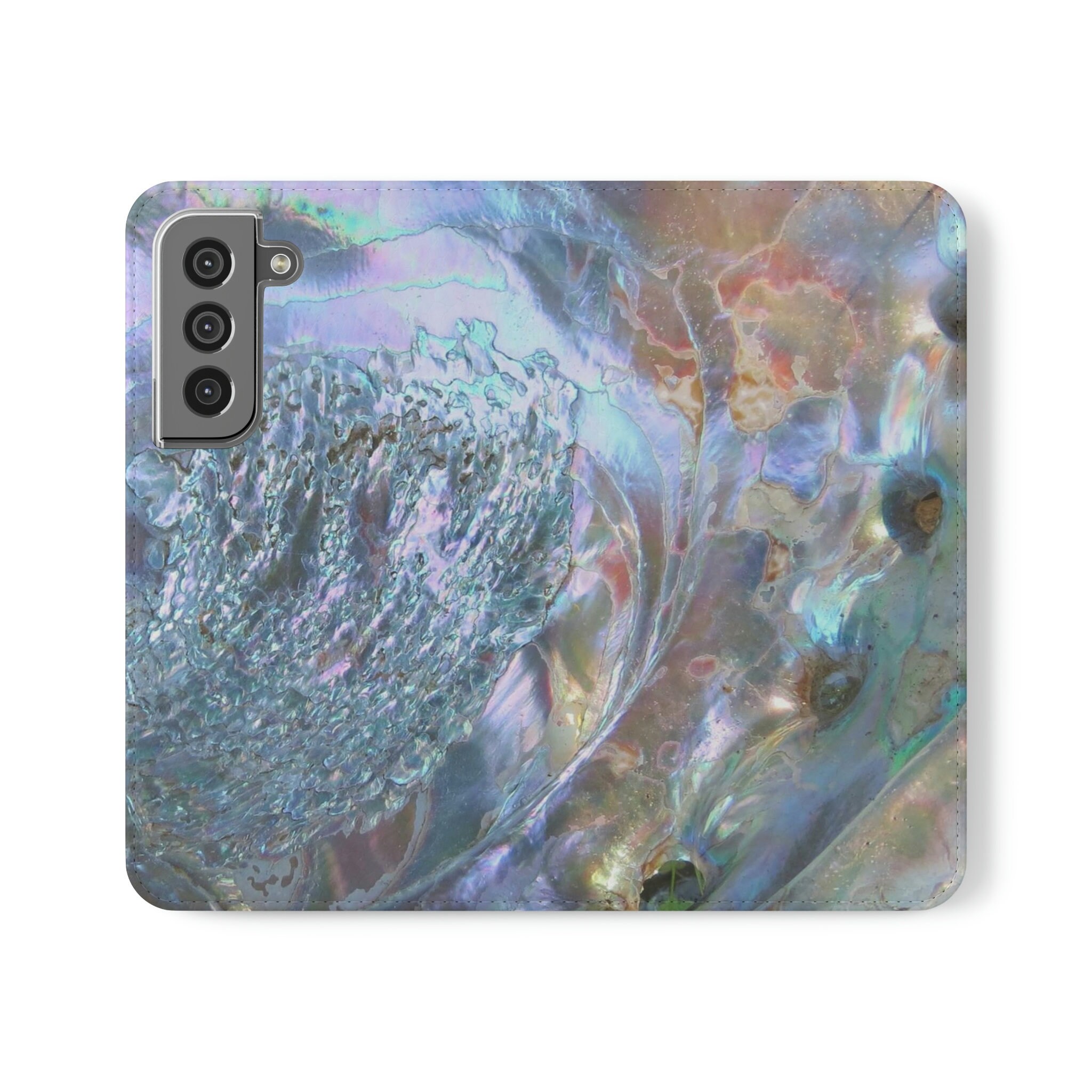Abalone Flip Phone Case, Cell Wallet, Sea Shell Phone Case With Card ...