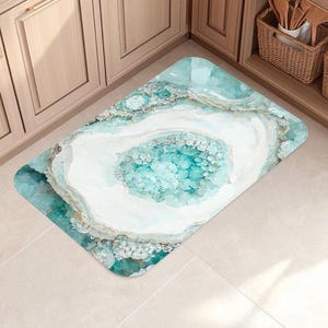 Aquamarine Geode Bath Mat, Crystal Bathroom Mat, Unique Bathroom Decor ...