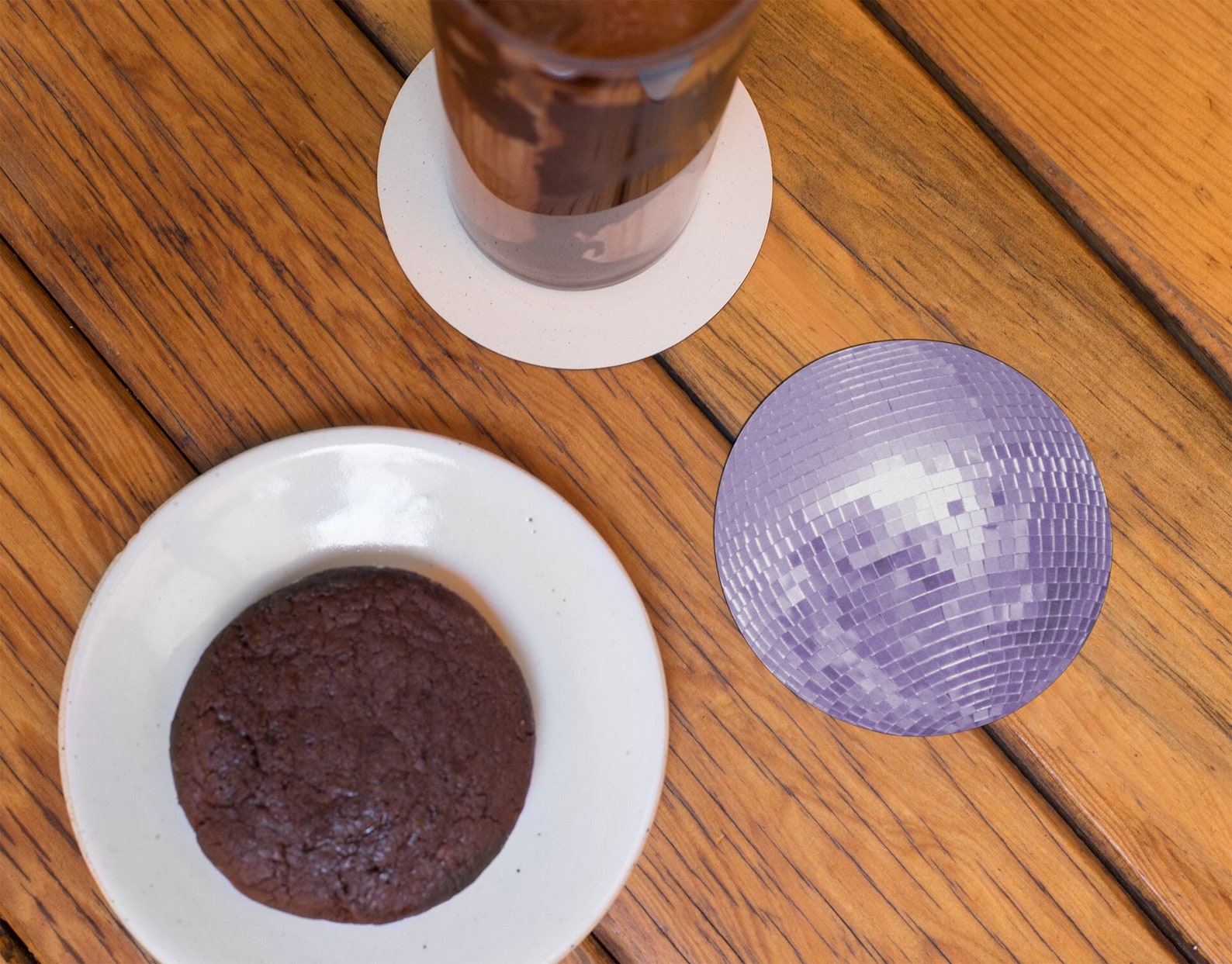 Purple Disco Ball Coaster Sets, Round Disco Party Accessories Favors ...