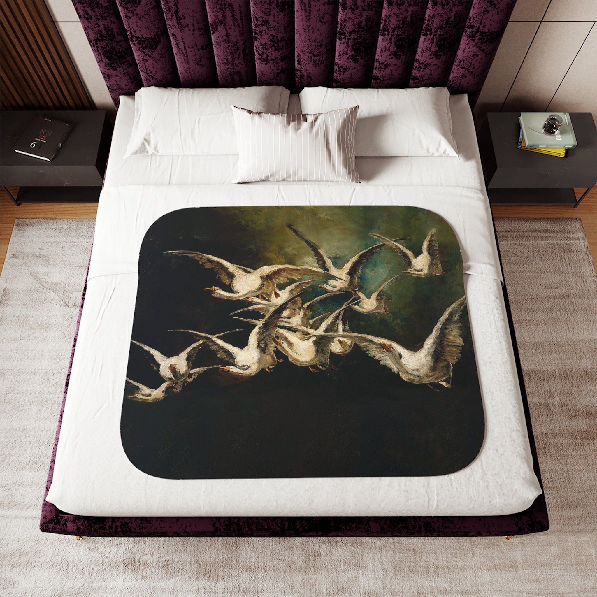 Flying Geese Blanket in 3 Sizes, Flock of Birds Goose Throw, Waterfowl ...