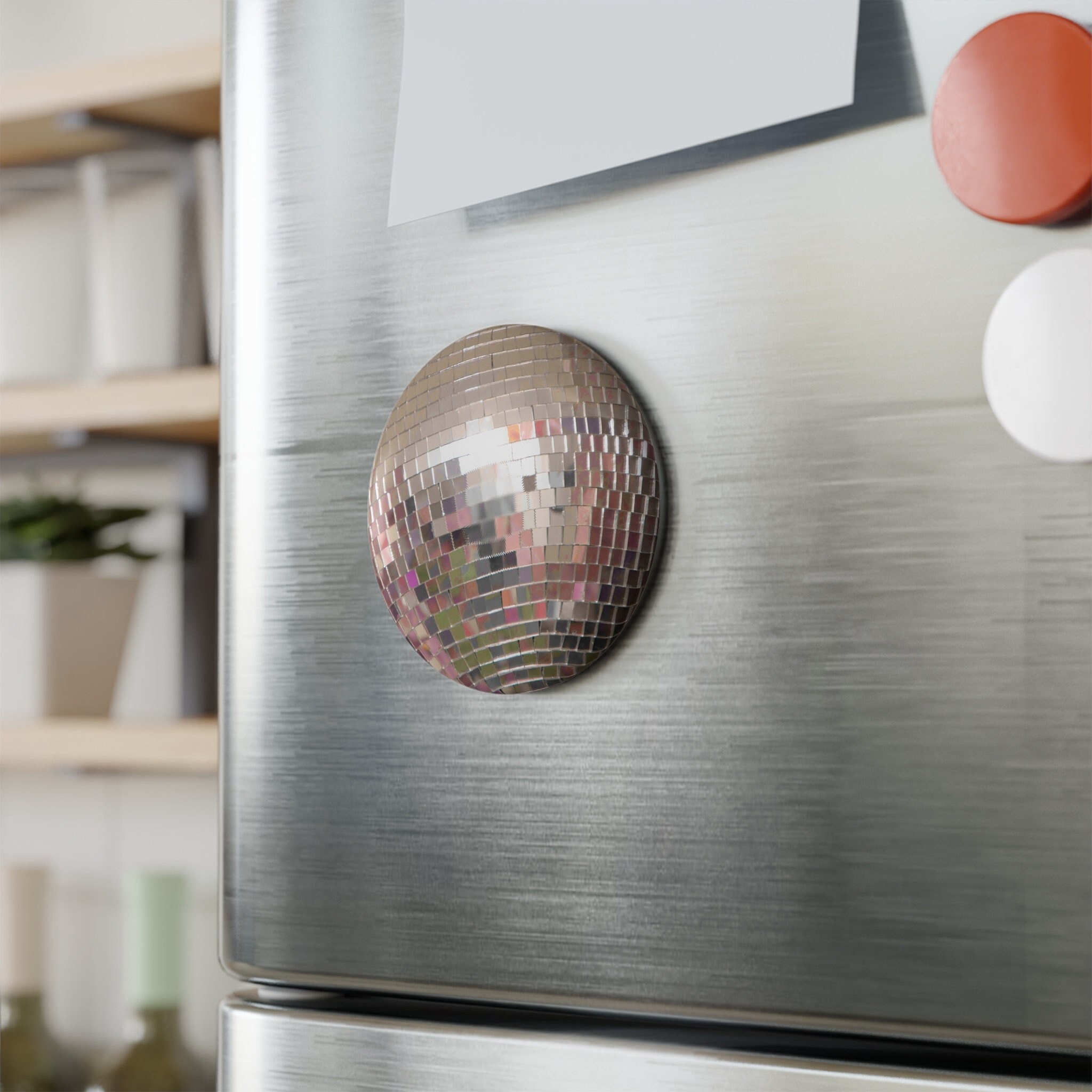 Gold Disco Ball Magnet, Funky Dance Fridge Magnet, Fun Refrigerator ...