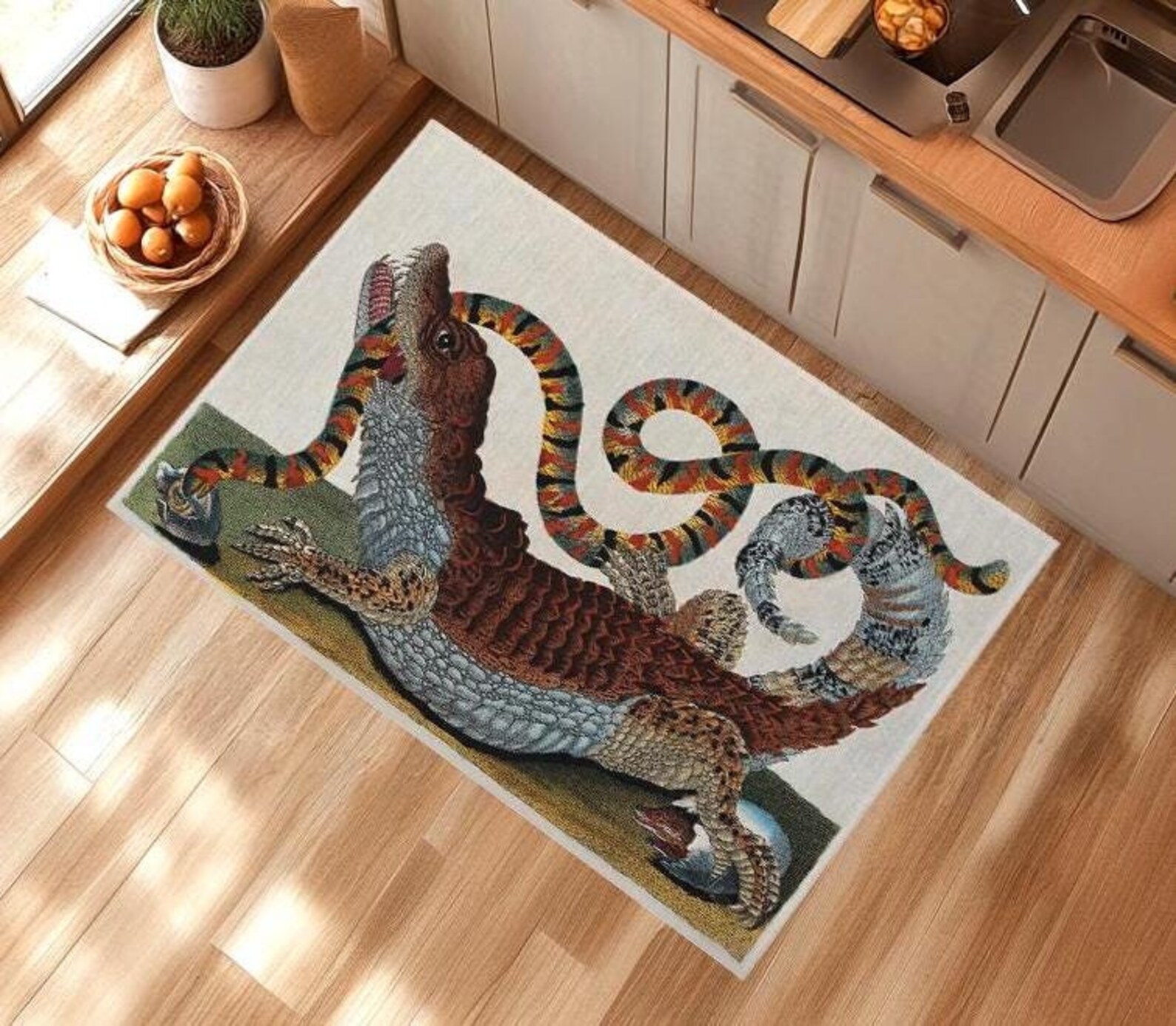 Alligator and Snake Door Mat, Cayman and Viper Welcome, Snake Indoor ...