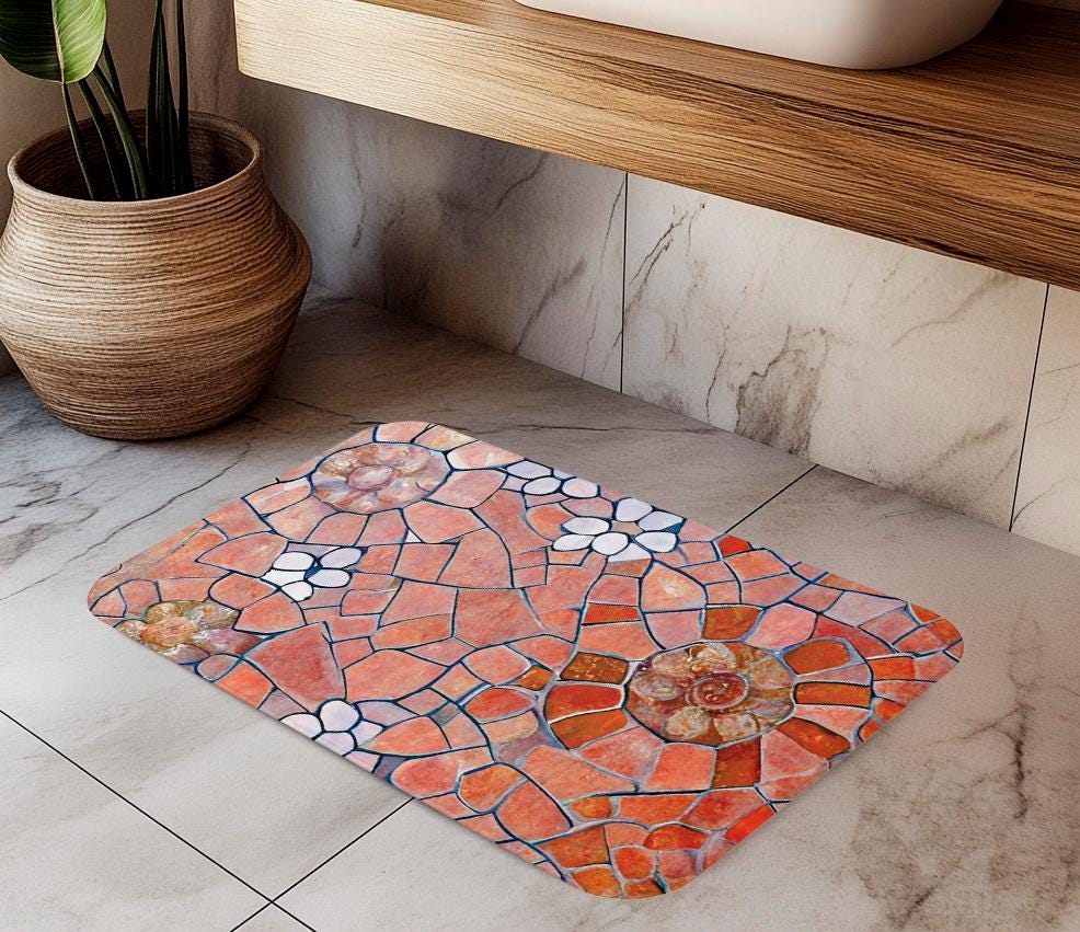 Coral Bathroom Rug Etsy Ireland