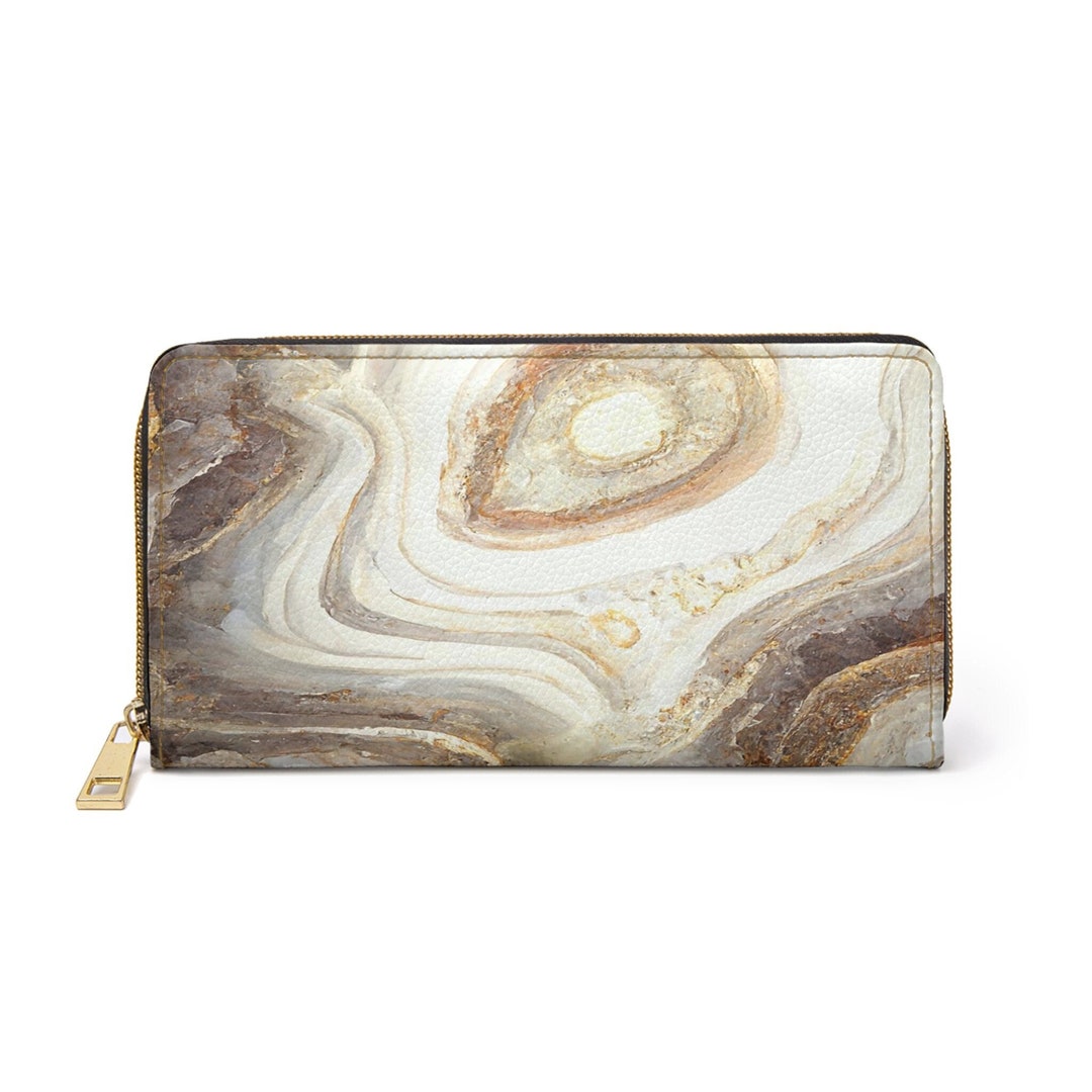 Crystal Geode Zipper Wallet, Gold Crystal Geode Slice Art Zip Around ...