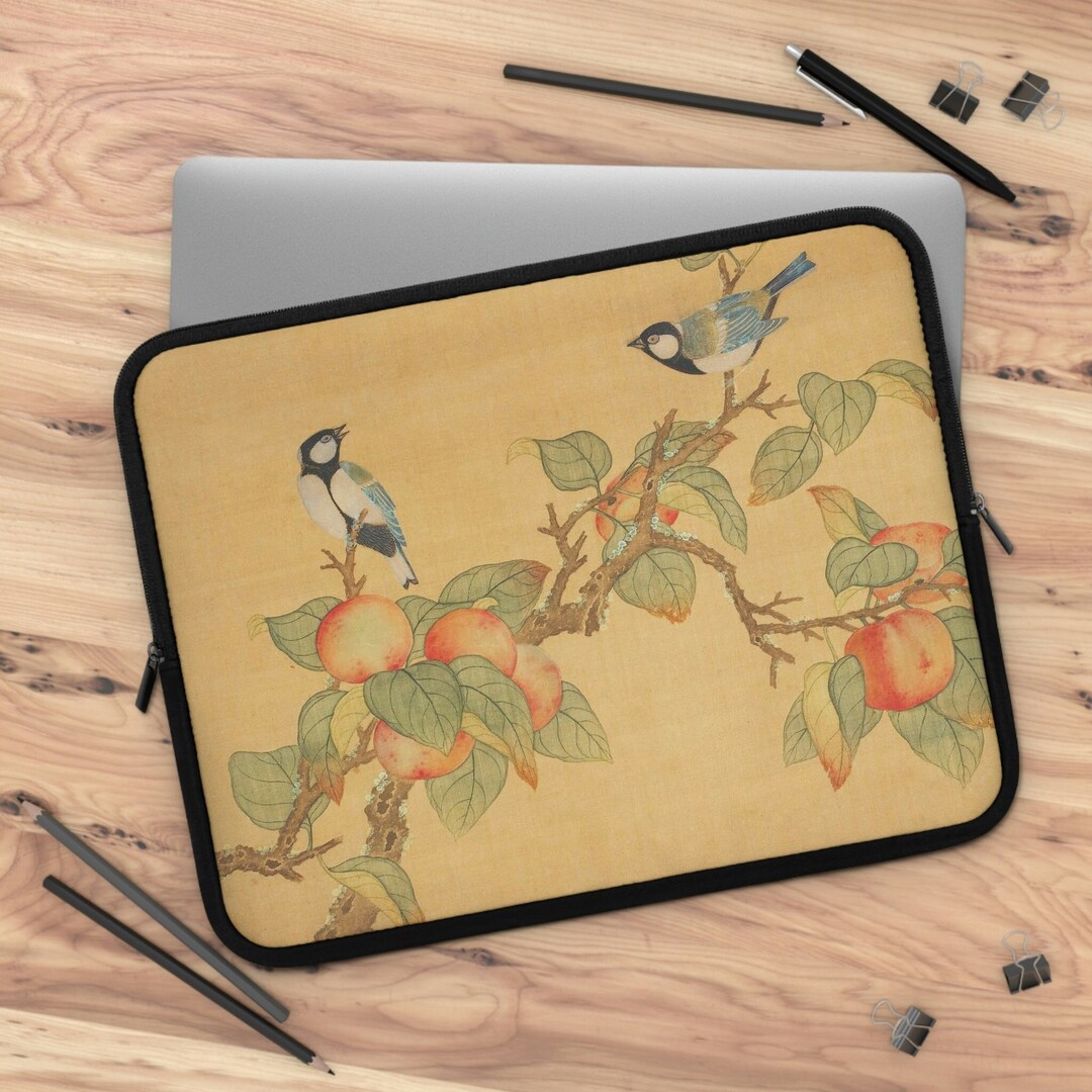 Birds and Peaches Laptop Sleeve, Water Resistant Neoprene Protective ...