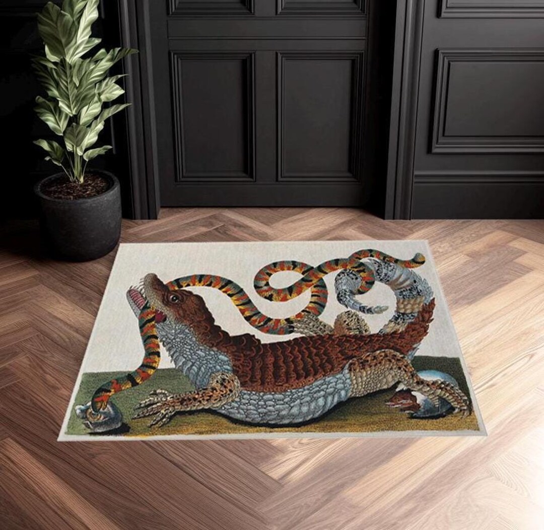 Alligator and Snake Door Mat, Cayman and Viper Welcome, Snake Indoor ...